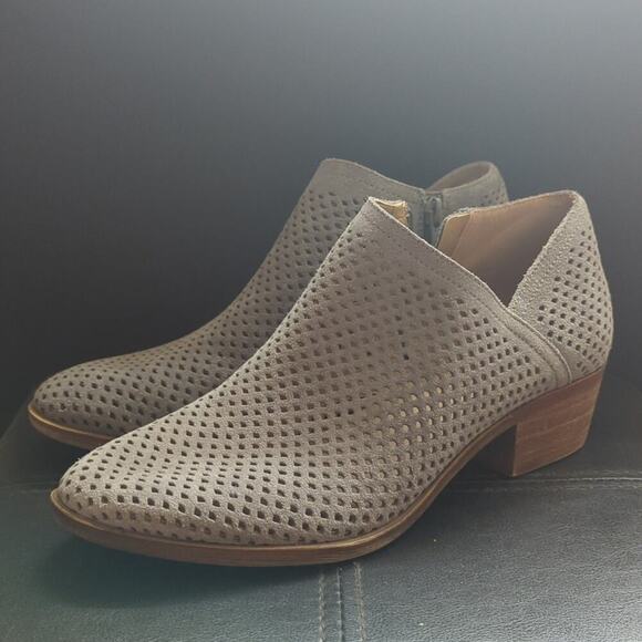 Lucky Brand | Shoes | Lucky Brand Baylah Gray Perforated Suede Zip Up ...